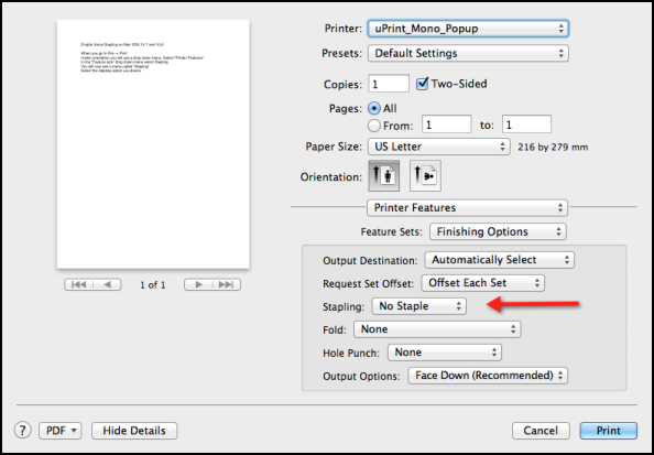 - Enable the uPrint (Xerox) print stapling function on a Mac - IT Portal